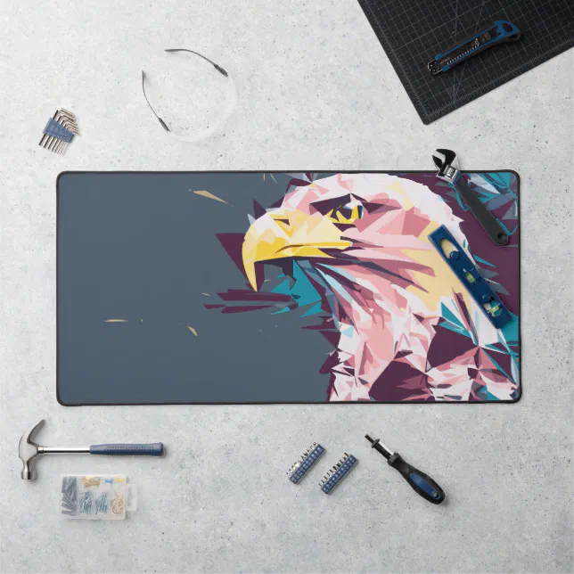 Geometric Bald Eagle Desk Mat | Zazzle