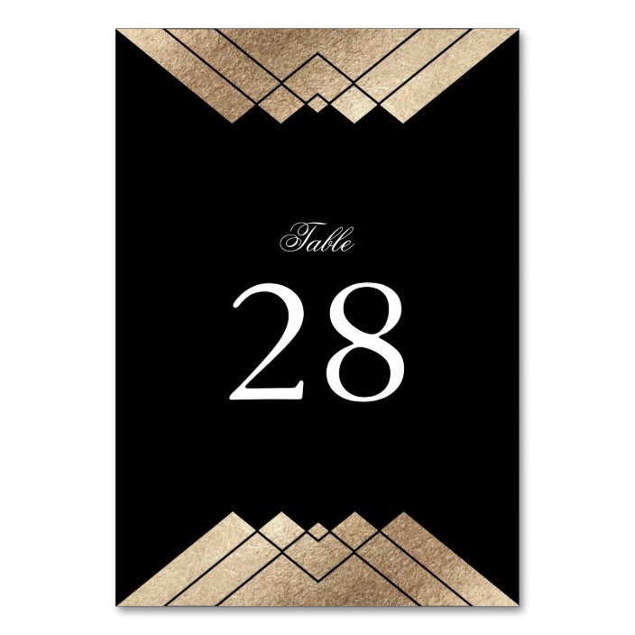 Geometric Black Gold Gatsby Wedding Table Numbers | Zazzle.com