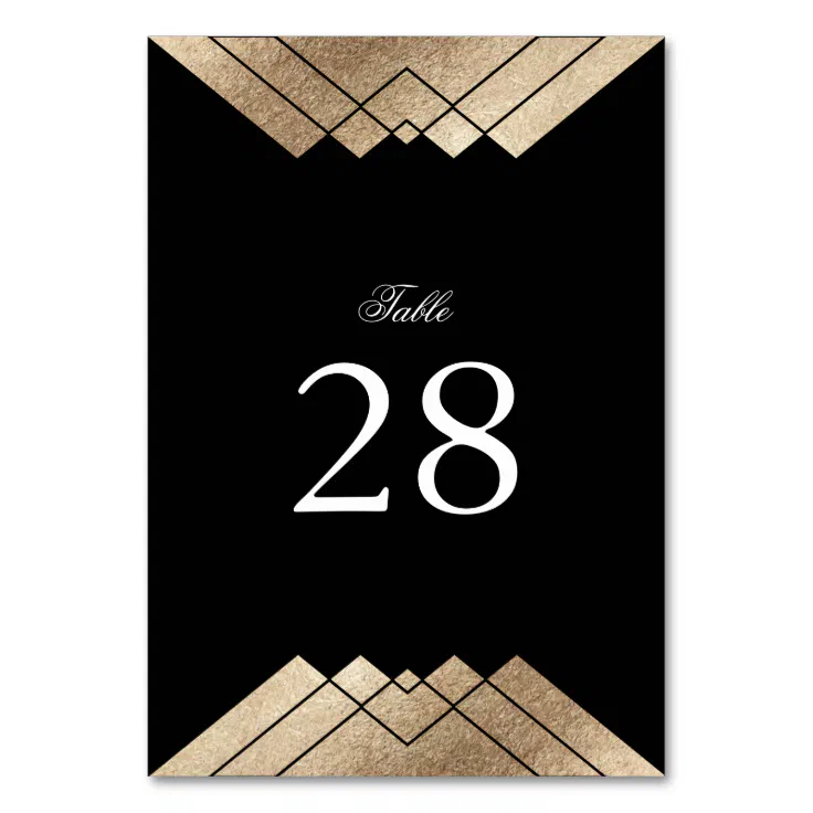 Geometric Black Gold Gatsby Wedding Table Numbers | Zazzle