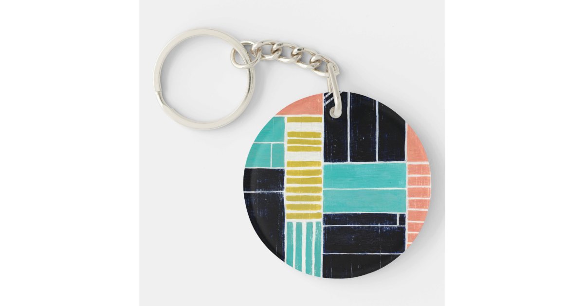 Geometric Blocks Keychain | Zazzle