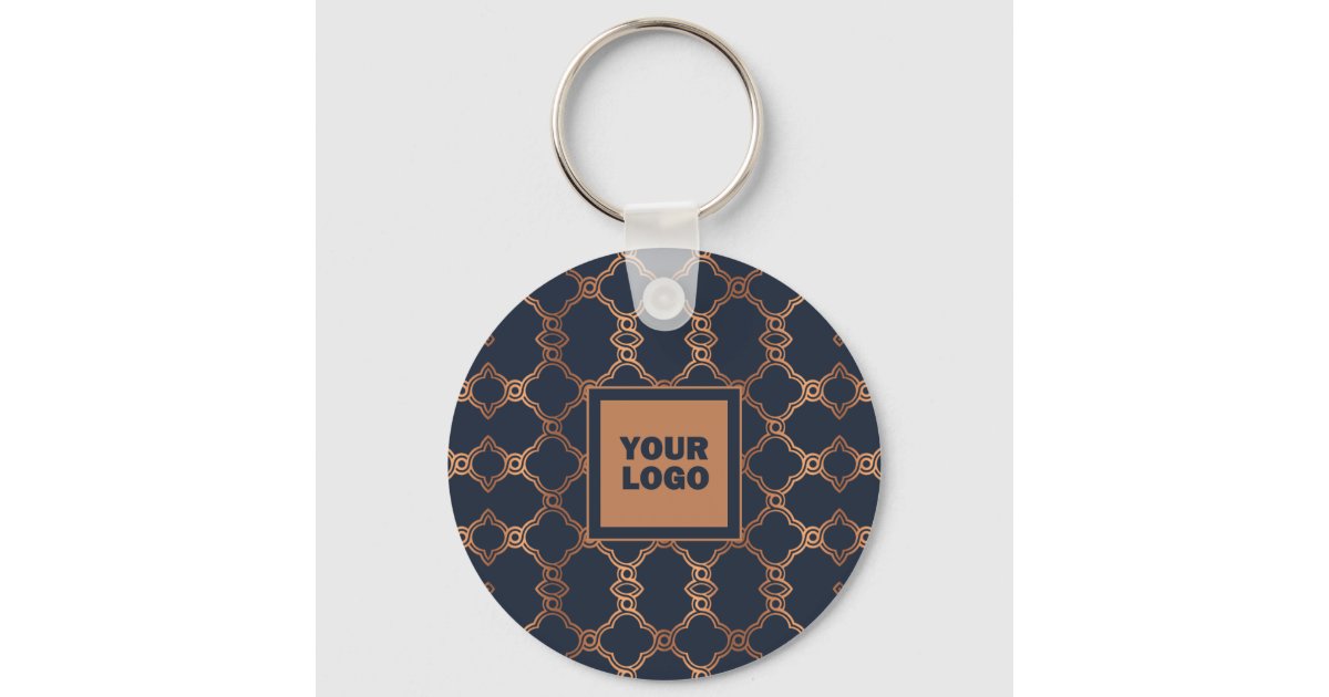 Geometric Blue Company Logo Keychain | Zazzle