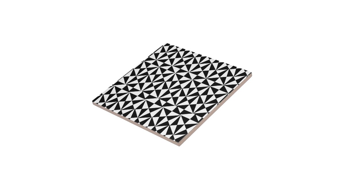 Geometric Bold Retro Funky Black White Tile | Zazzle