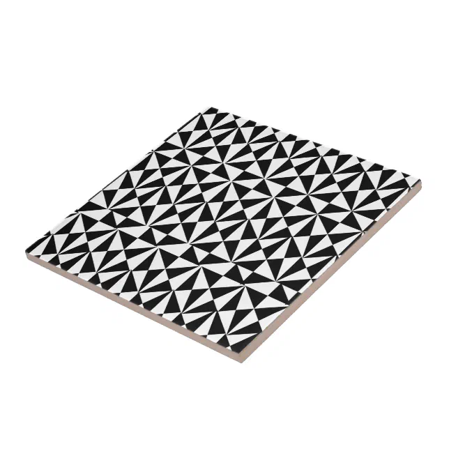 Geometric Bold Retro Funky Black White Tile | Zazzle