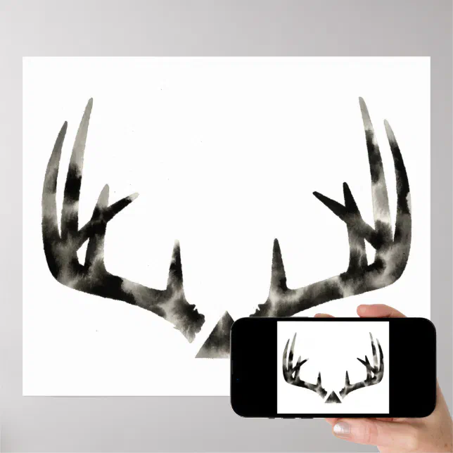 Geometric Buck Antler Watercolor Poster | Zazzle