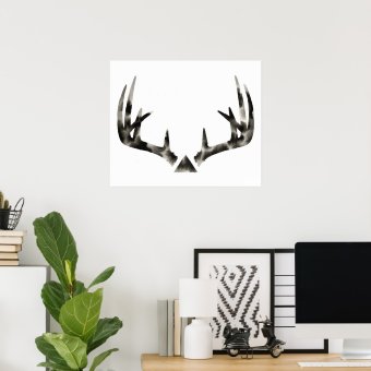 Geometric Buck Antler Watercolor Poster | Zazzle