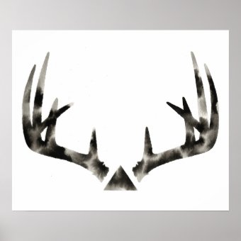 Geometric Buck Antler Watercolor Poster | Zazzle