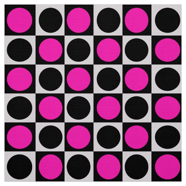 Black & Pink Checker Pattern Fabric | Zazzle