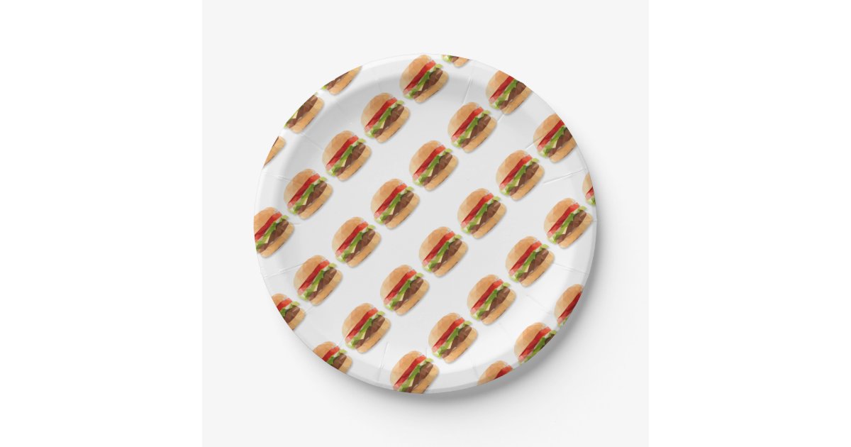 Geometric Cheeseburger Paper Plates Art | Zazzle