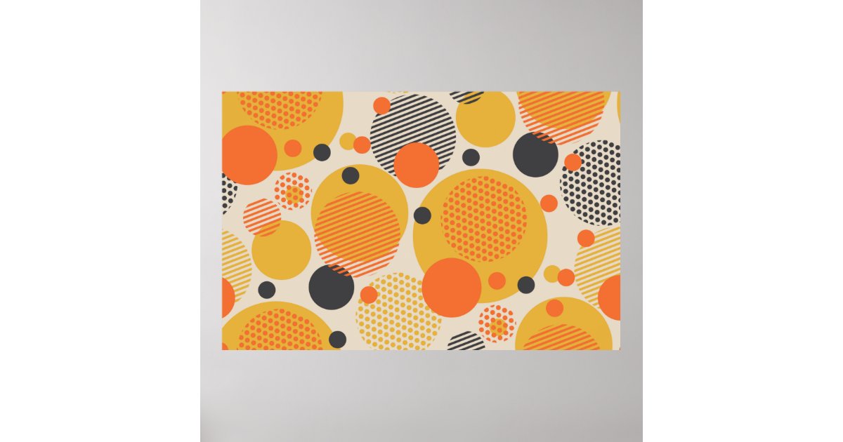 Geometric circle seamless pattern in retro 60s sty poster | Zazzle