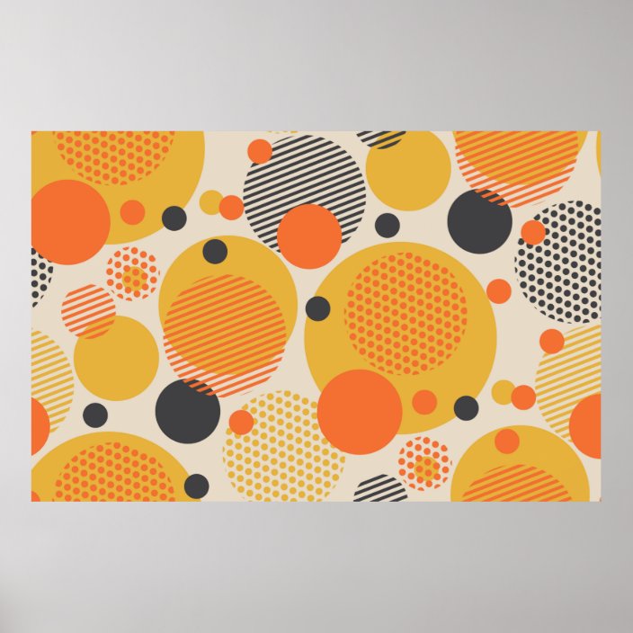 Geometric circle seamless pattern in retro 60s sty poster | Zazzle.com
