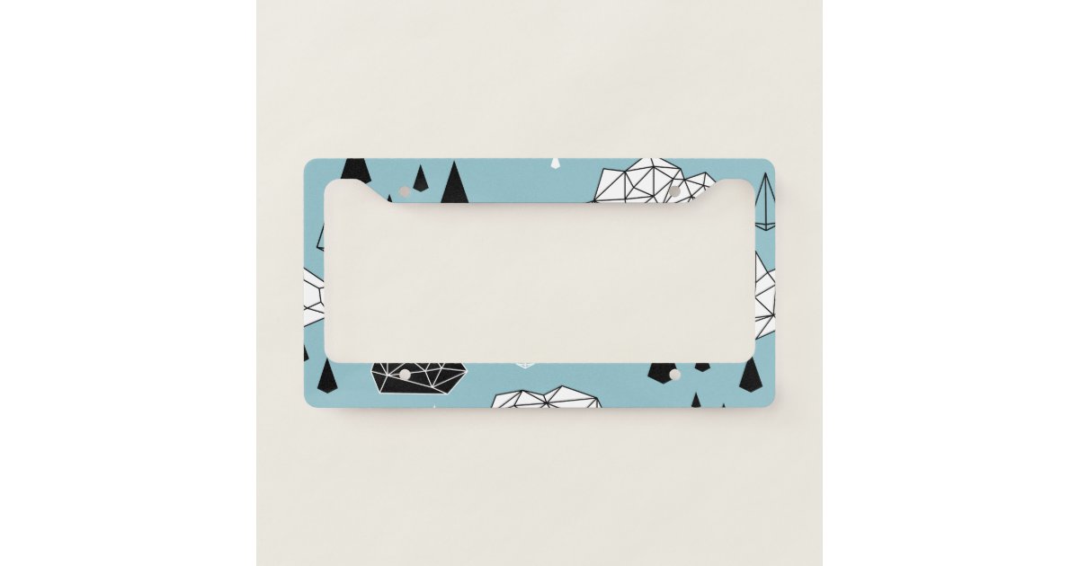 Geometric clouds and rain, seamless pattern. license plate frame | Zazzle