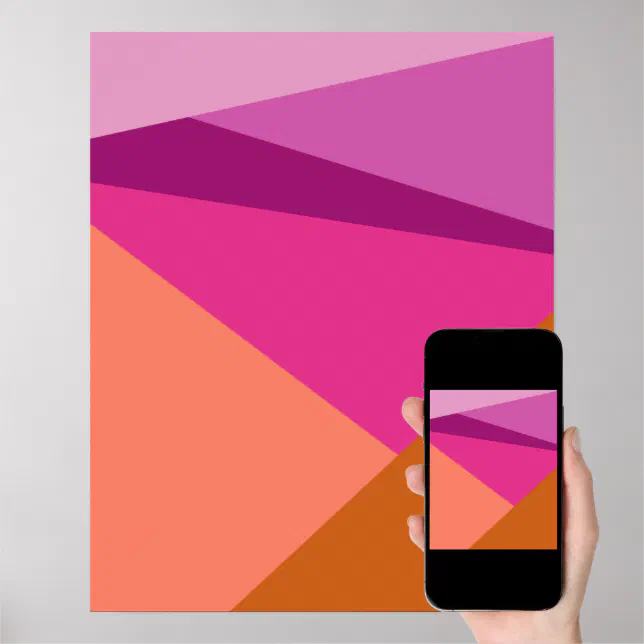 Geometric Color Block Shapes in Purple Magenta Poster | Zazzle