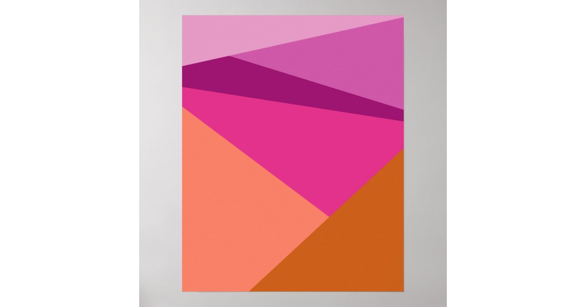 Geometric Color Block Shapes in Purple Magenta Poster | Zazzle