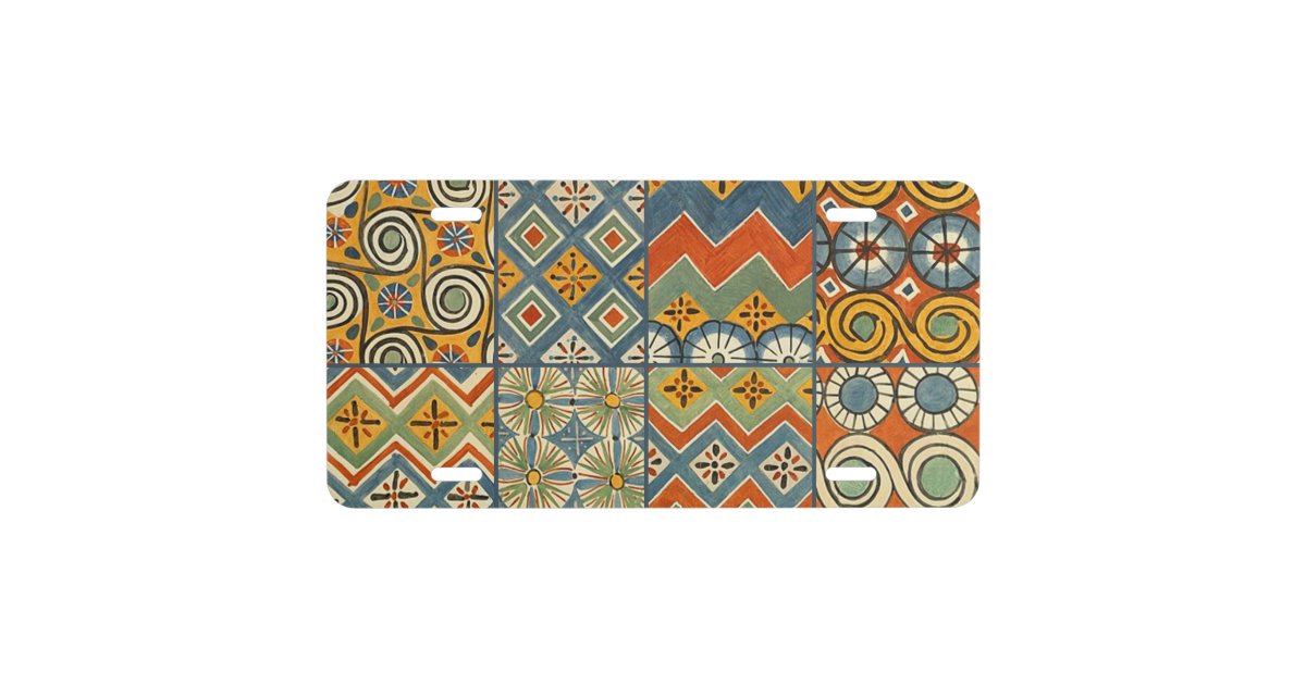 Geometric Colorful Antique Egyptian Graphic Art License Plate | Zazzle