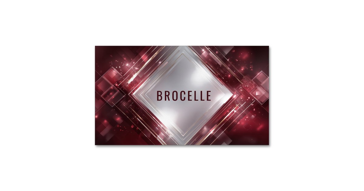 Geometric Crimson Red Gilded Frame Dynamic Business Card Magnet | Zazzle