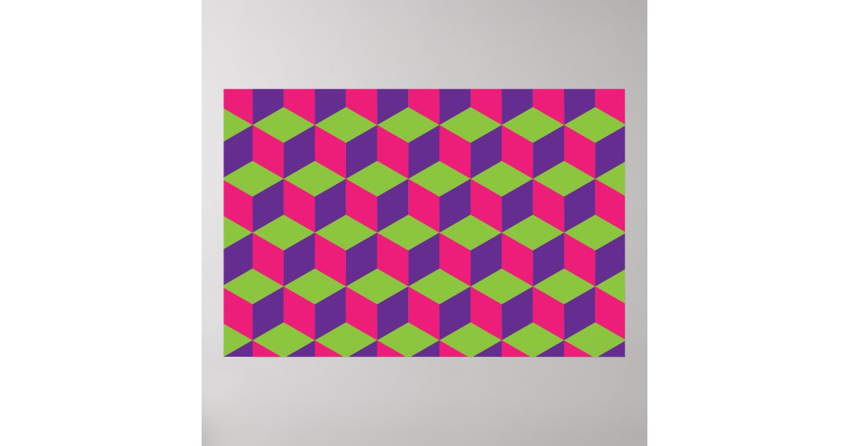 Geometric Cube Pattern Poster | Zazzle