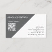 Geometric Custom QR Code Grey White Business Card | Zazzle