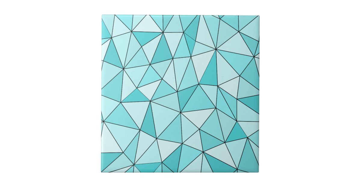 Geometric Cyan Triangles Modern Ceramic Tile | Zazzle