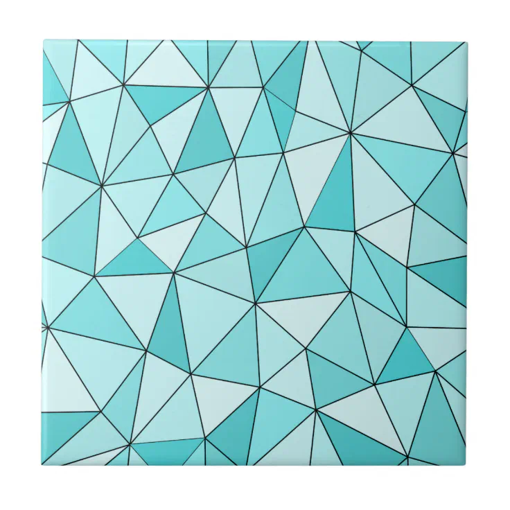 Geometric Cyan Triangles Modern Ceramic Tile | Zazzle