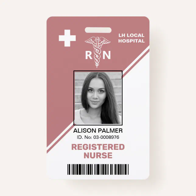 Geometric dusty rose triangle Registered nurse RN Badge | Zazzle
