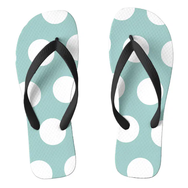 Geometric Eggshell Blue White Polka Dots Flip Flops | Zazzle