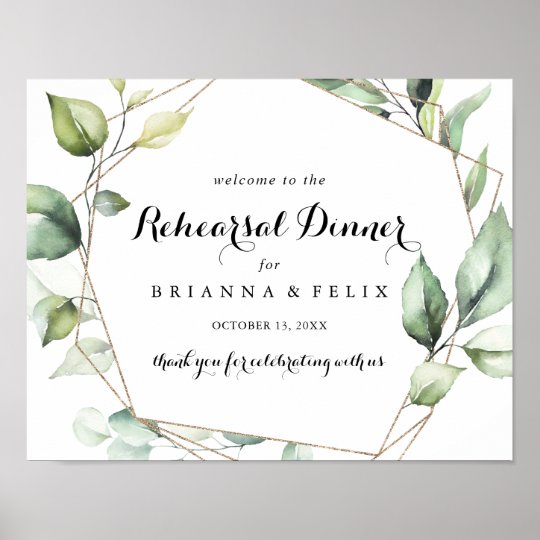 Geometric Elegant Rehearsal Dinner Welcome Sign | Zazzle.com