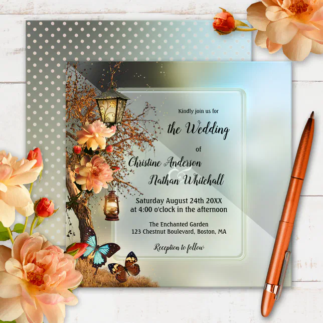 Geometric Enchanted Garden Wedding Invitation | Zazzle