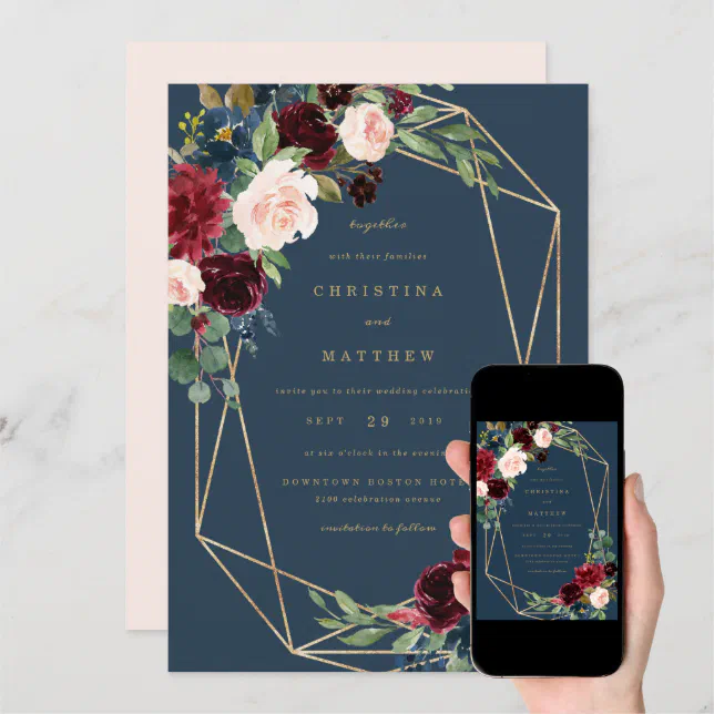 Geometric Fall Elegance Wedding Invitation | Zazzle