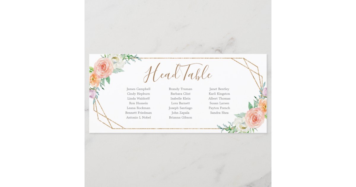 Geometric Flower Head Table Seating Card | Zazzle