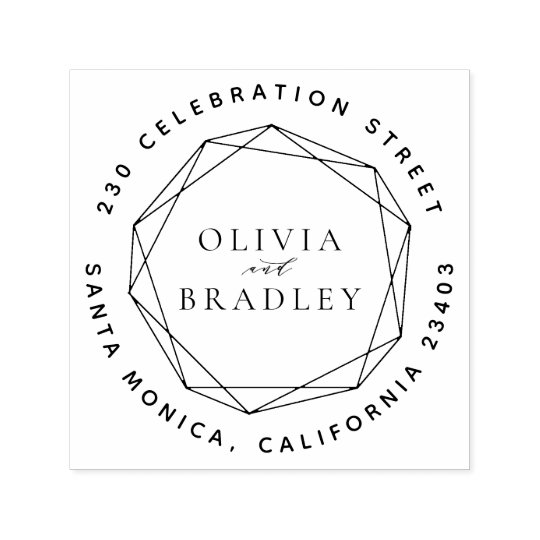 Geometric Frame & Round Return Address Wedding Self-inking Stamp ...