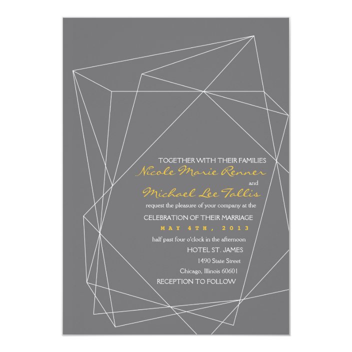 Geometric Gemstone Wedding Invitation in Gray | Zazzle.com