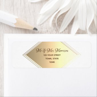 Geometric Gold Foil Return Address Label | Zazzle