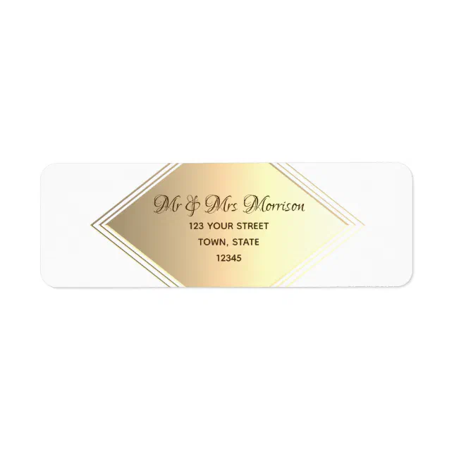 Geometric Gold Foil Return Address Label | Zazzle