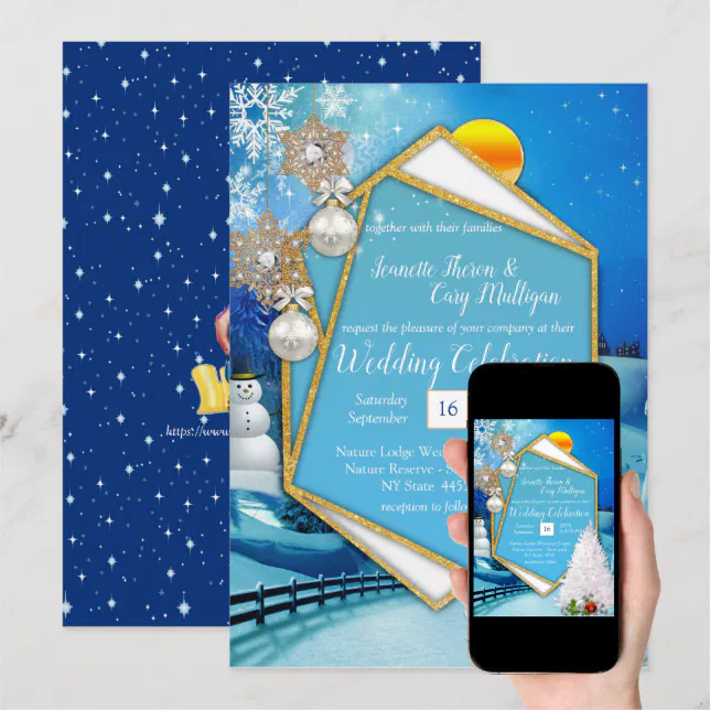 Geometric Gold Frame Wedding Invitation | Zazzle