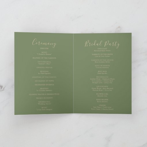 Geometric Gold Greenery Folded Wedding Program | Zazzle