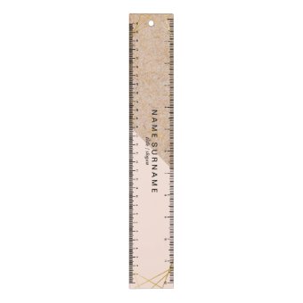Geometric Gold KraftPrint Lt Pastel Pink 12" Ruler | Zazzle