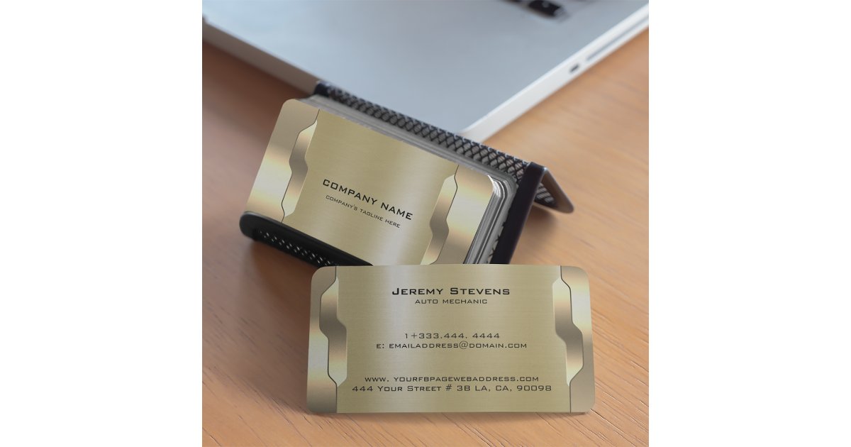 Geometric Gold Metallic Texture Business Card | Zazzle