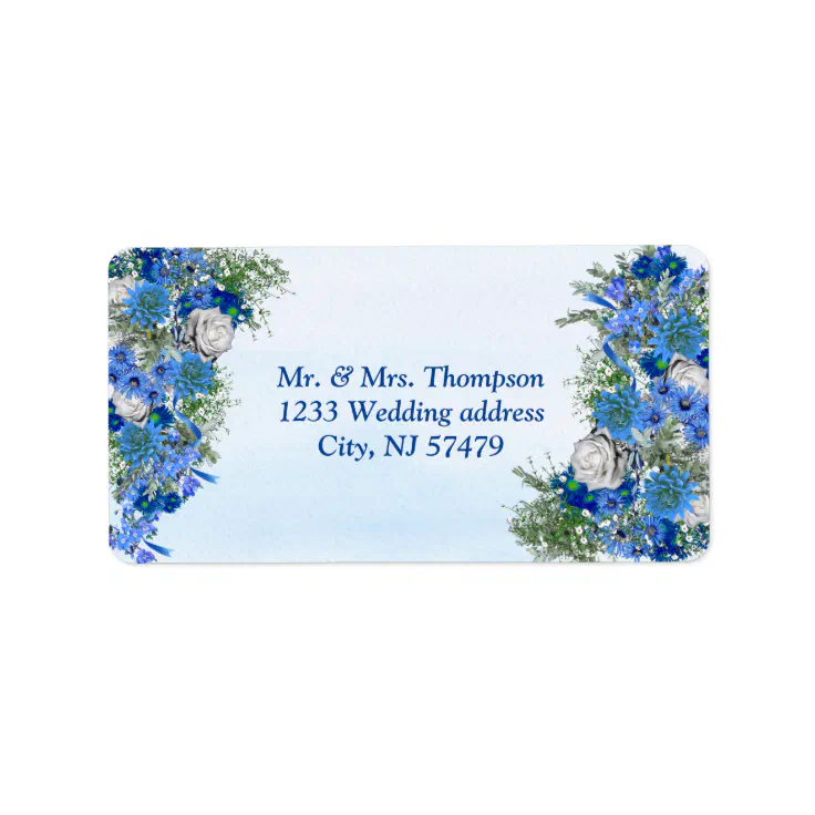 Geometric - Gold-Navy Blue Flower Bouquet Label | Zazzle