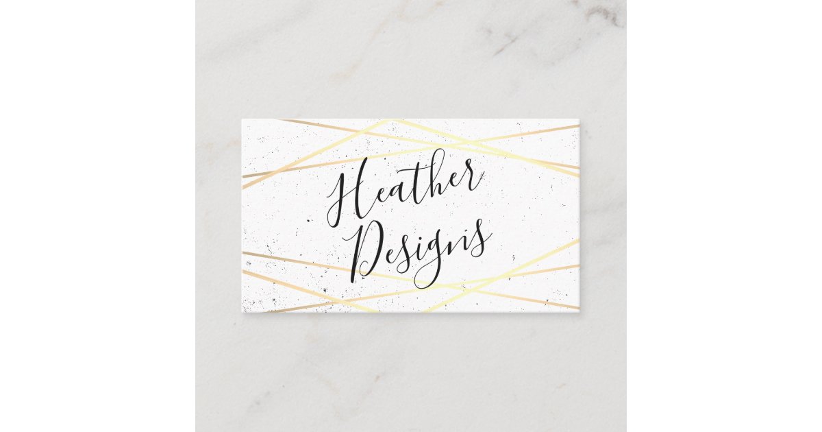 Geometric Gold White Foil Shine Business Card | Zazzle