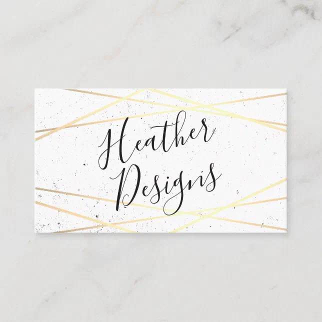 Geometric Gold White Foil Shine Business Card | Zazzle