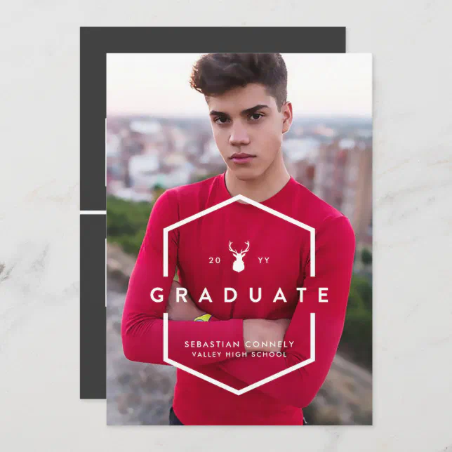 Geometric Grad Light Photo Graduation Announcement | Zazzle