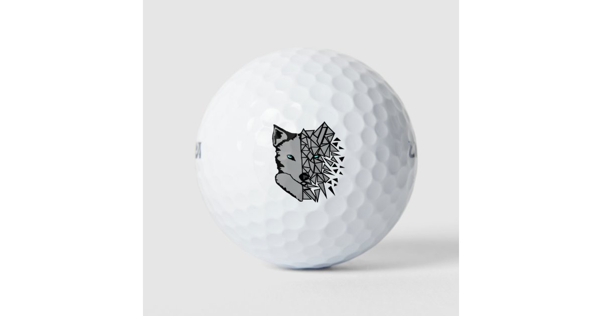 Geometric Gray Wolf Golf Balls | Zazzle