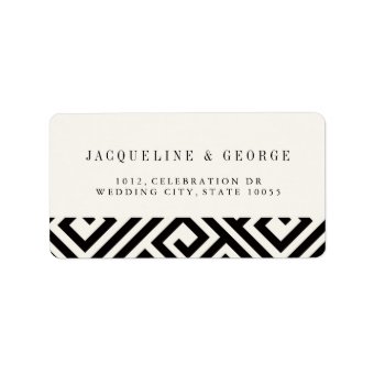 Geometric Greek Key Classic Chic Wedding Address Label | Zazzle