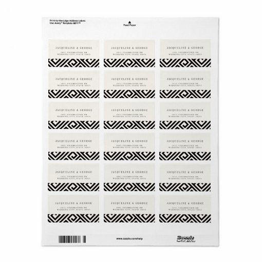 Geometric Greek Key Classic Chic Wedding Address Label | Zazzle