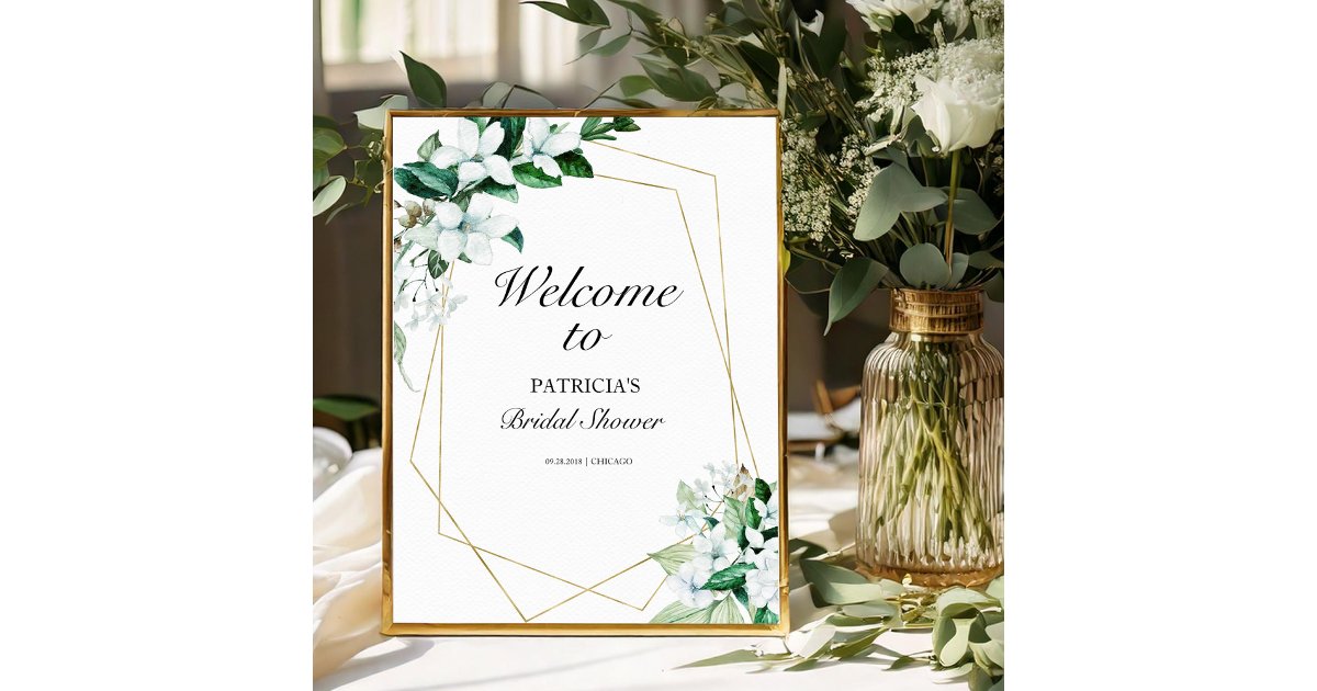 Geometric Greenery Bridal Shower Welcome Sign | Zazzle