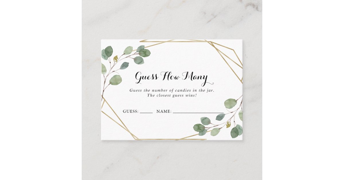 Geometric Greenery Guess How Many Game Card | Zazzle