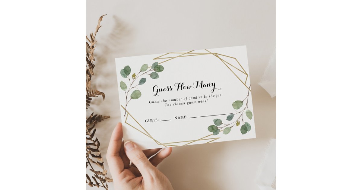 Geometric Greenery Guess How Many Game Card | Zazzle
