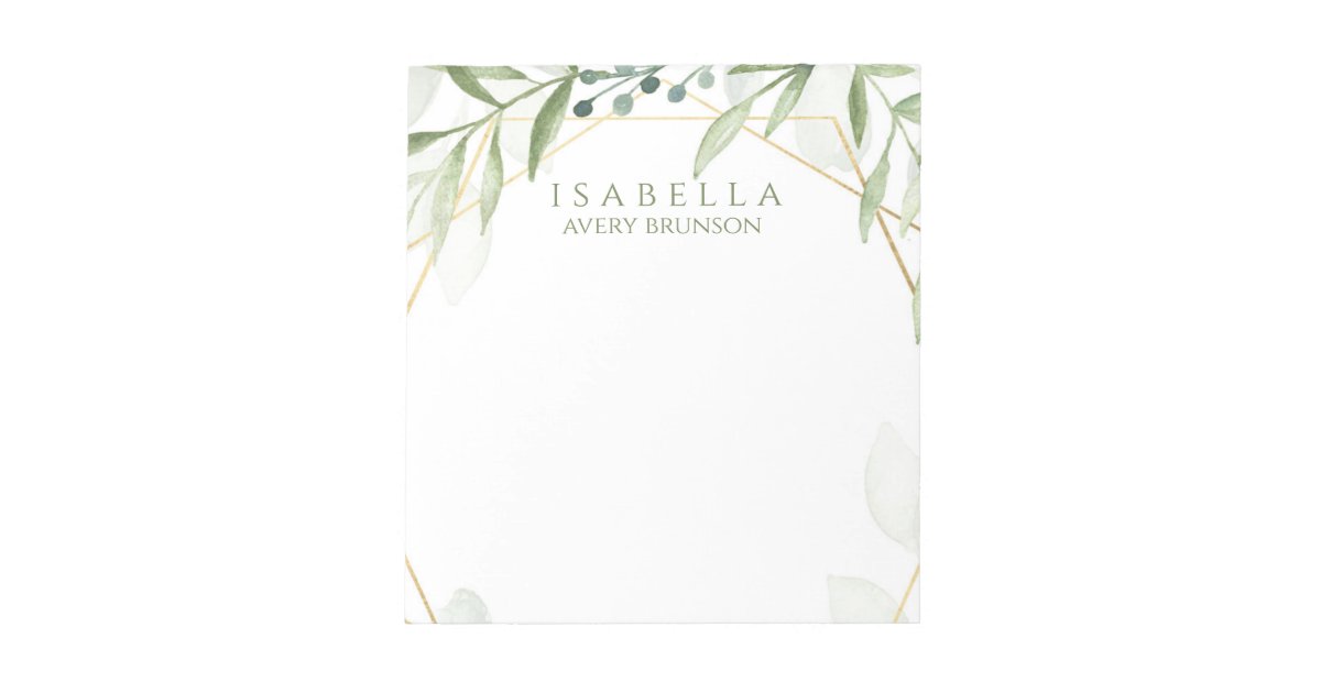 Geometric Greenery Notepad | Zazzle