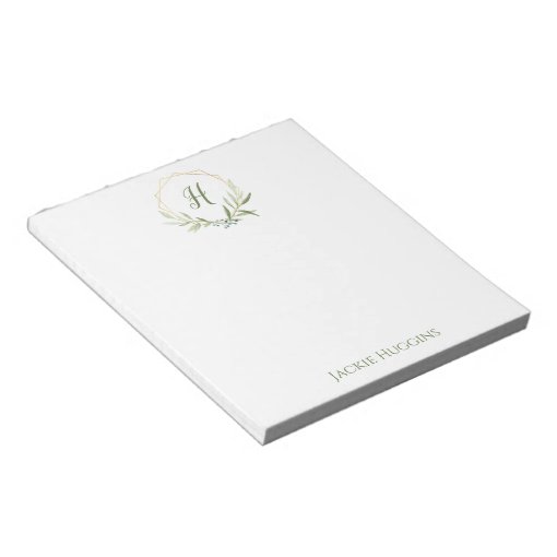 Geometric Greenery Wreath Notepad | Zazzle