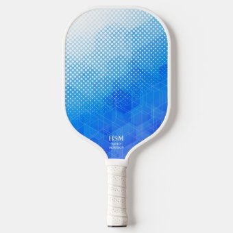Geometric Halftone Dots White Blue Gradient Custom Pickleball Paddle ...